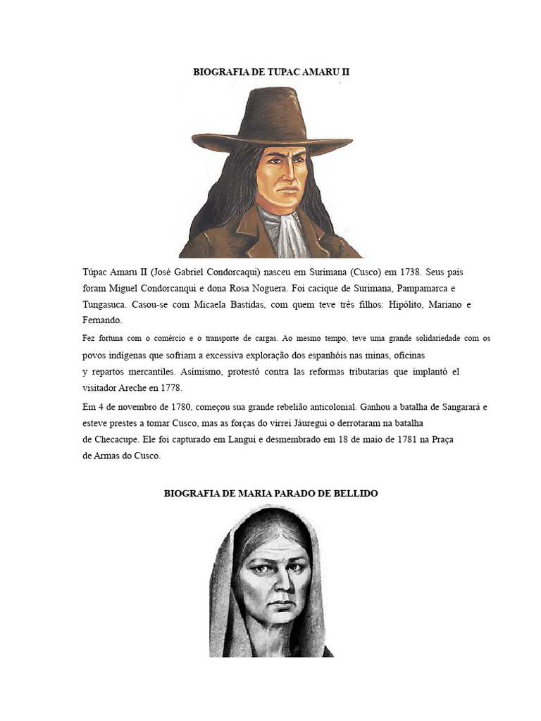 Biografia de Tupac Amaru II | PDF | América do Sul