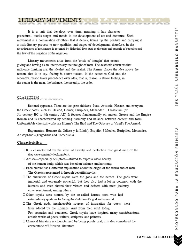 Literary Movements | PDF | Romanticism | Poetry