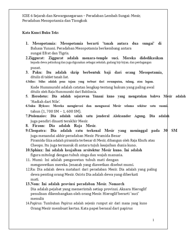 ICSE 6 Sejarah Dan Kewarganegaraan Peradaban Lembah Sungai Peradaban Mesir, Mesopotamia, Dan ...