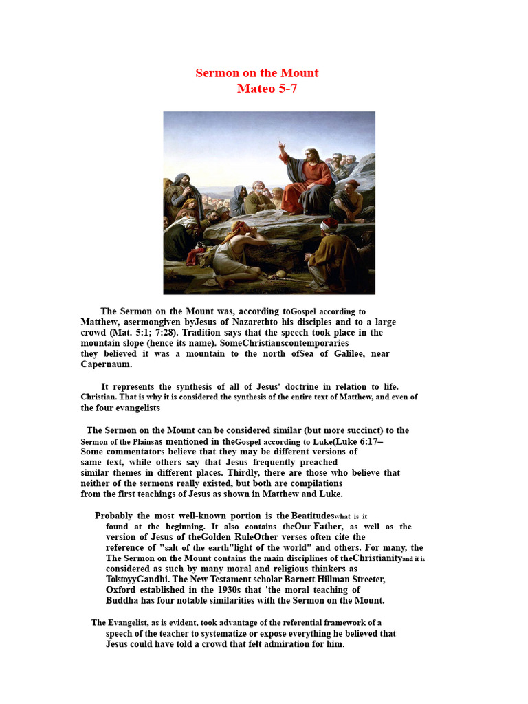 Sermon On The Mount | PDF | Sermon On The Mount | Beatitudes