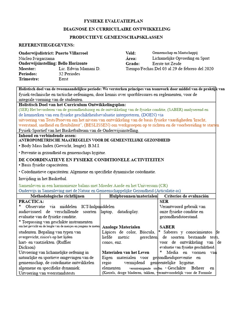 Fysieke Evaluatieplan | PDF