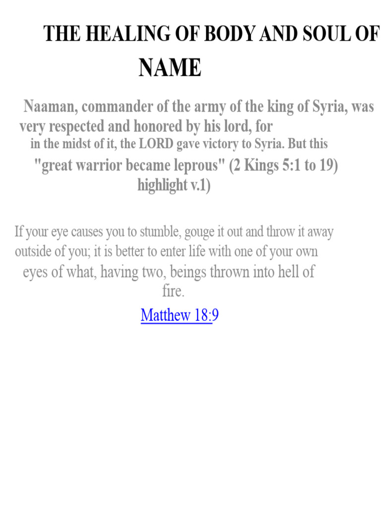 The Healing of Body and Soul of Naaman | PDF | Leprosy | Religious ...