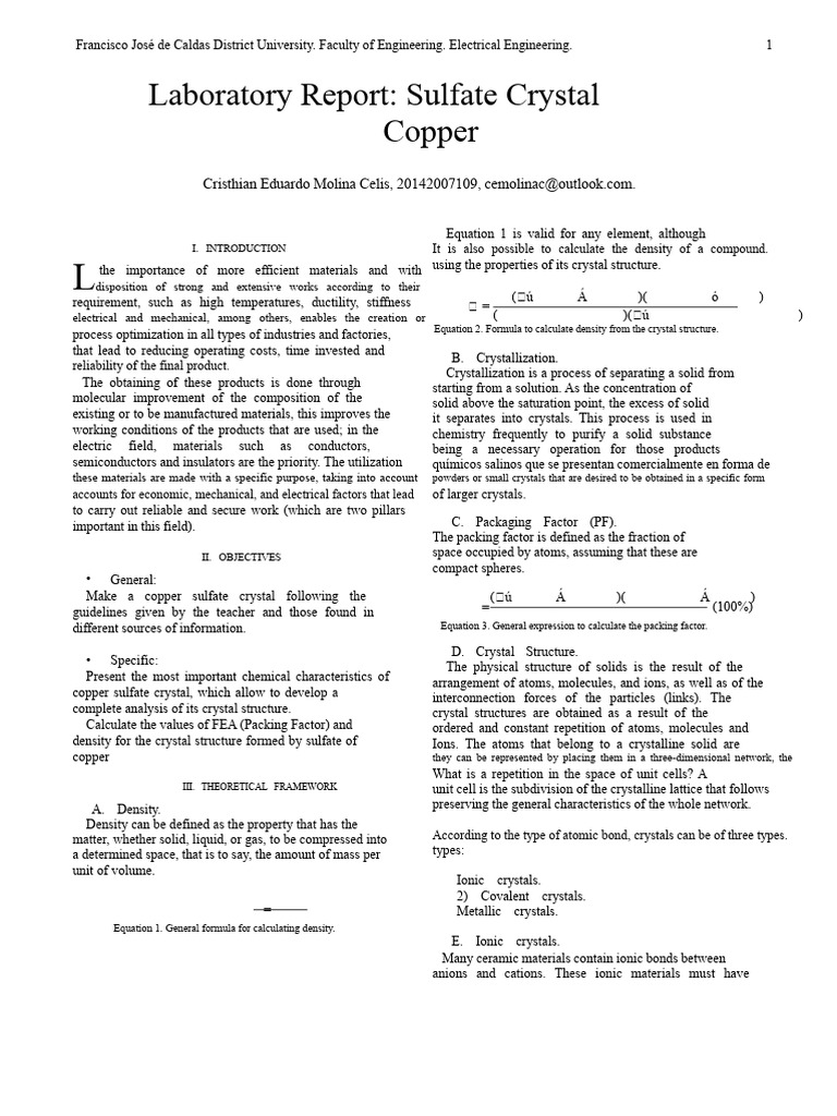 Copper Sulfate Crystal | PDF | Crystal Structure | Ionic Bonding