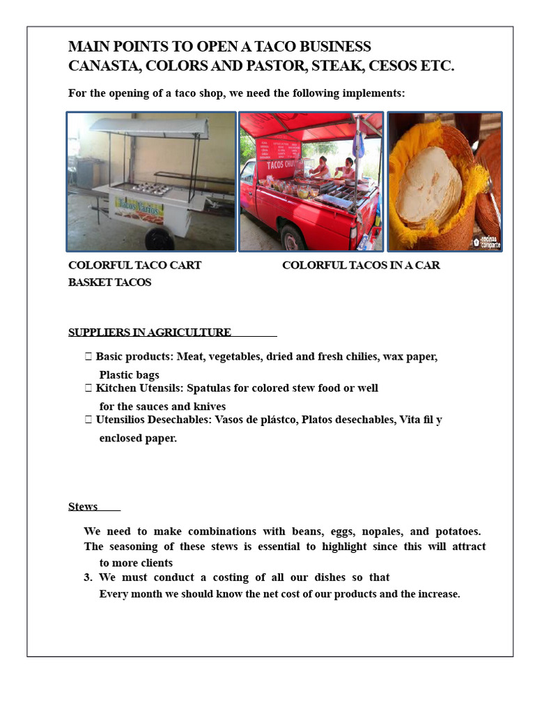 Basic Procedure For A Taco Business | PDF | Taco | Foods