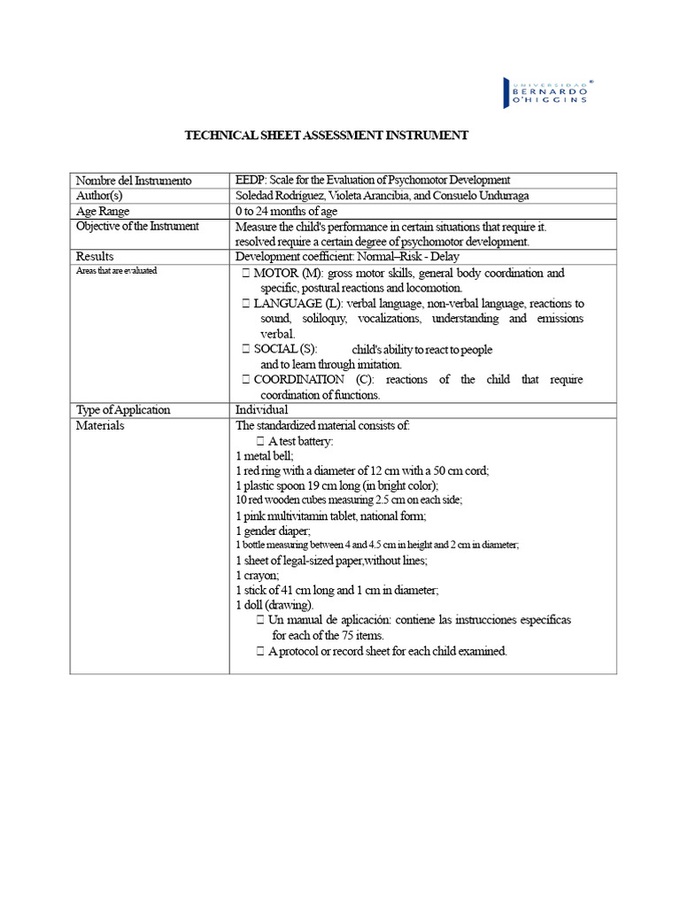 Psychomotor Development Assessment Scale (0-2 years) | PDF | Imitation ...