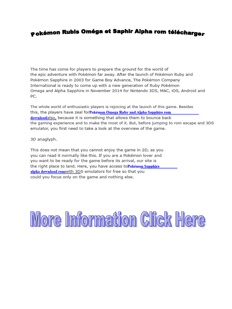 Pokémon Omega Ruby and Alpha Sapphire ROM Download | PDF