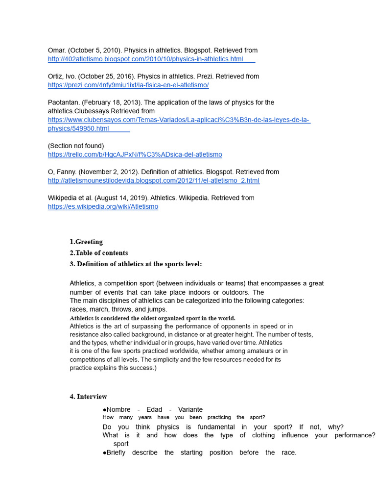 Physics of Athletics | PDF | Force | Track And Field