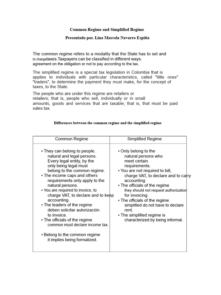 Common Regime and Simplified Regime PDF | PDF | Taxes | Value Added Tax