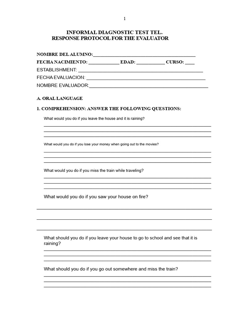 Informal Diagnostic Test Tel | PDF