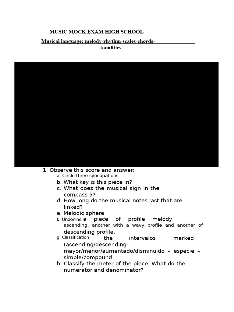High School Music Mock Exam Guide | PDF