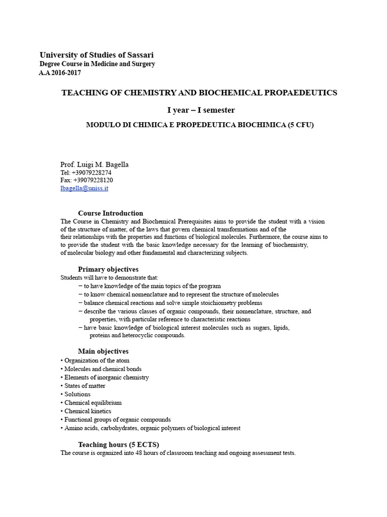 Chemistry and Biochemical Foundations | PDF | Chemistry | Biochemistry