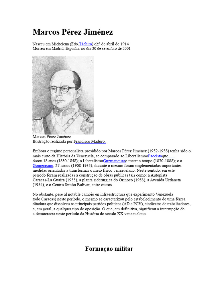 Marcos Pérez Jiménez | PDF | Venezuela | Formas de governo