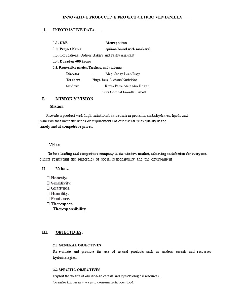 INNOVATIVE PROJECT Quinoa Bread With Fish | PDF | Quinoa | Foods