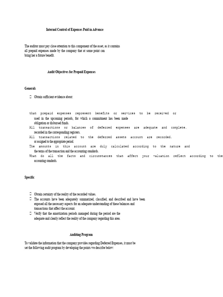 Internal Control of Expenses Paid in Advance | PDF | Internal Control ...