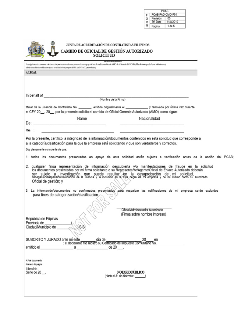 Solicitud de Cambio de AMO PCAB | PDF | Derecho Civil (Common Law)