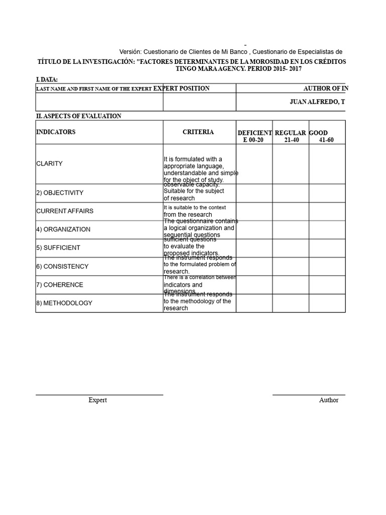 Format Criterion by Expert Judgment | PDF | Questionnaire | Methodology