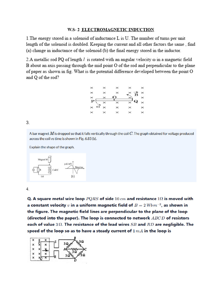 Electromagnetic Induction Concepts and Problems | PDF | Inductor ...