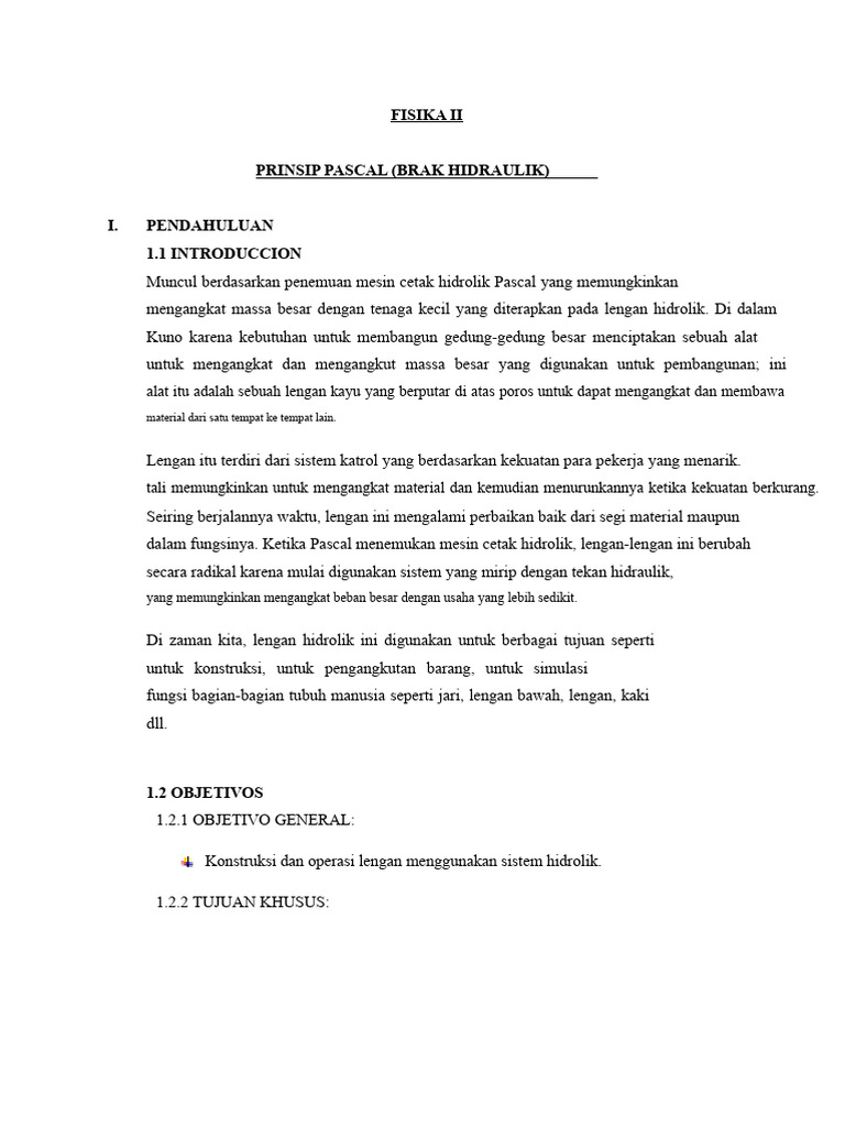 Prinsip Pascal dalam Lengan Hidrolik | PDF