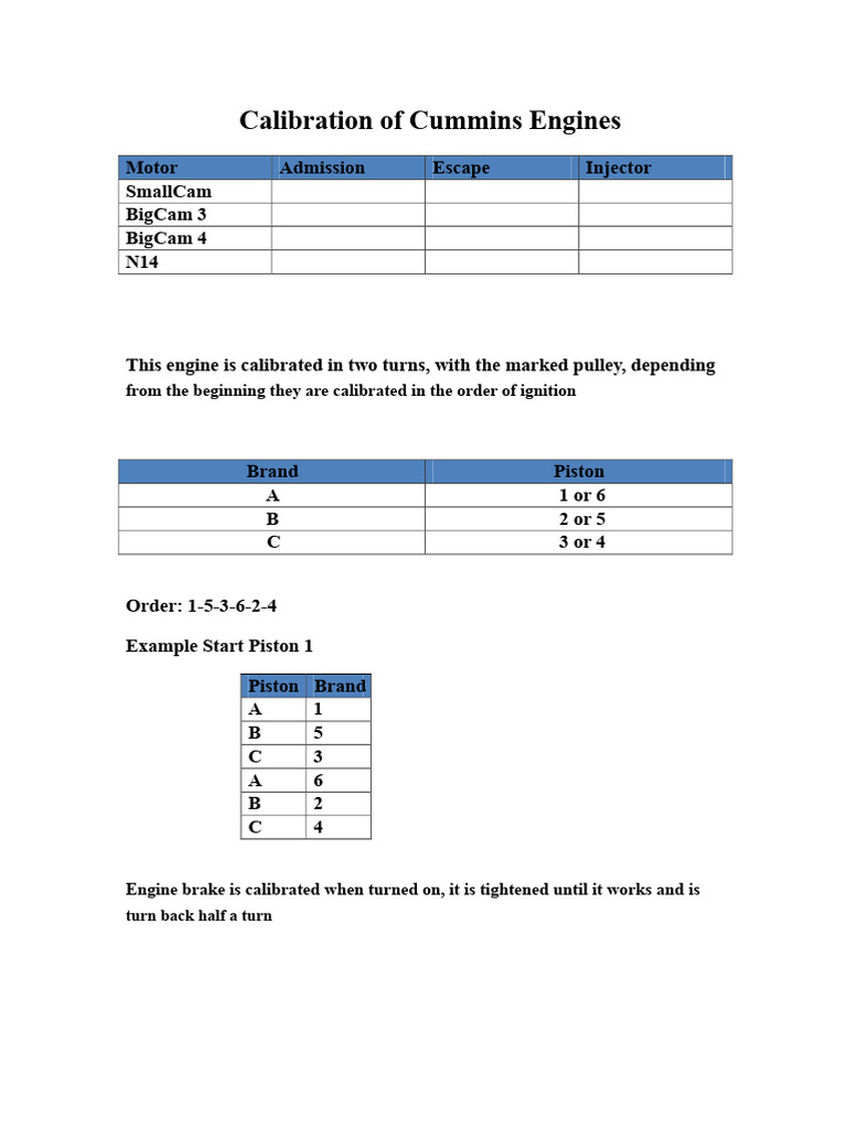 Calibration of Cummins Engines | PDF