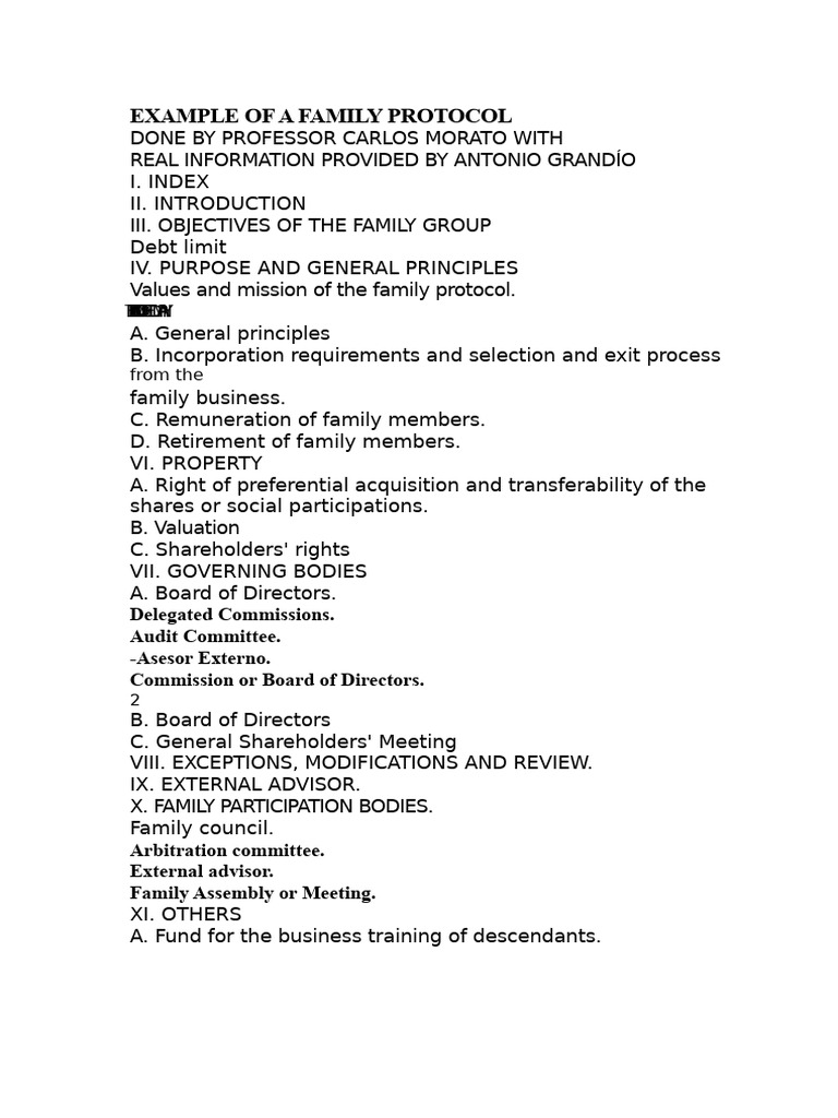 Family Business Protocol Overview | PDF | Board Of Directors | Treaty