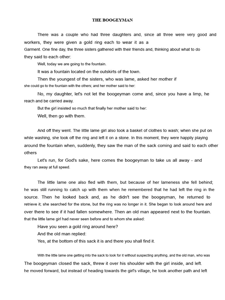 The Boogeyman Pdf Folklore