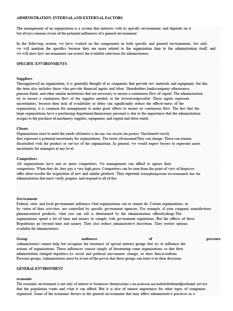 This Administration. Internal and External Factors | PDF | Labour ...