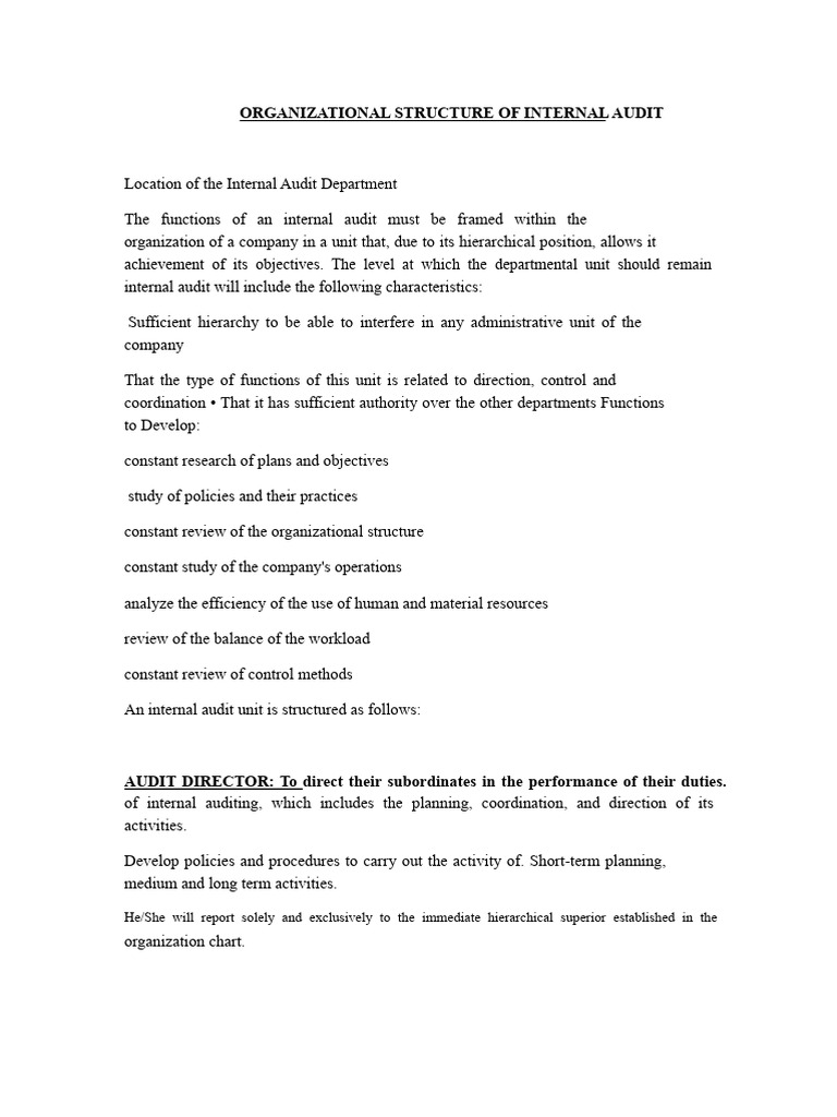 Internal Audit Department Structure | PDF | Internal Audit | Audit
