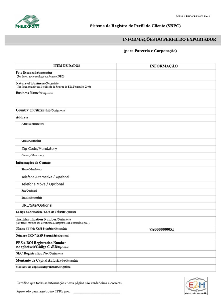 Formulário CPRS Parceria e Corporação | PDF | Informática