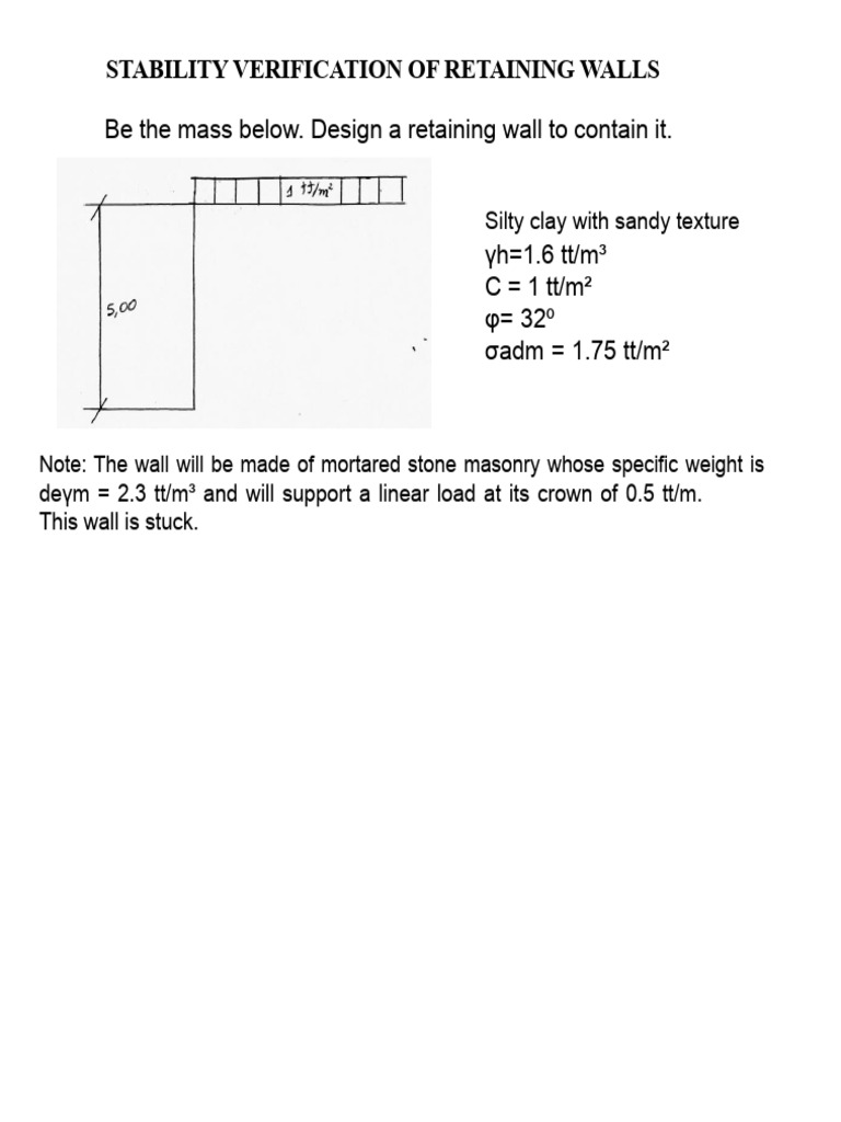 2 - SOILS 02 - Verification of The Stability of Retaining Walls | PDF ...