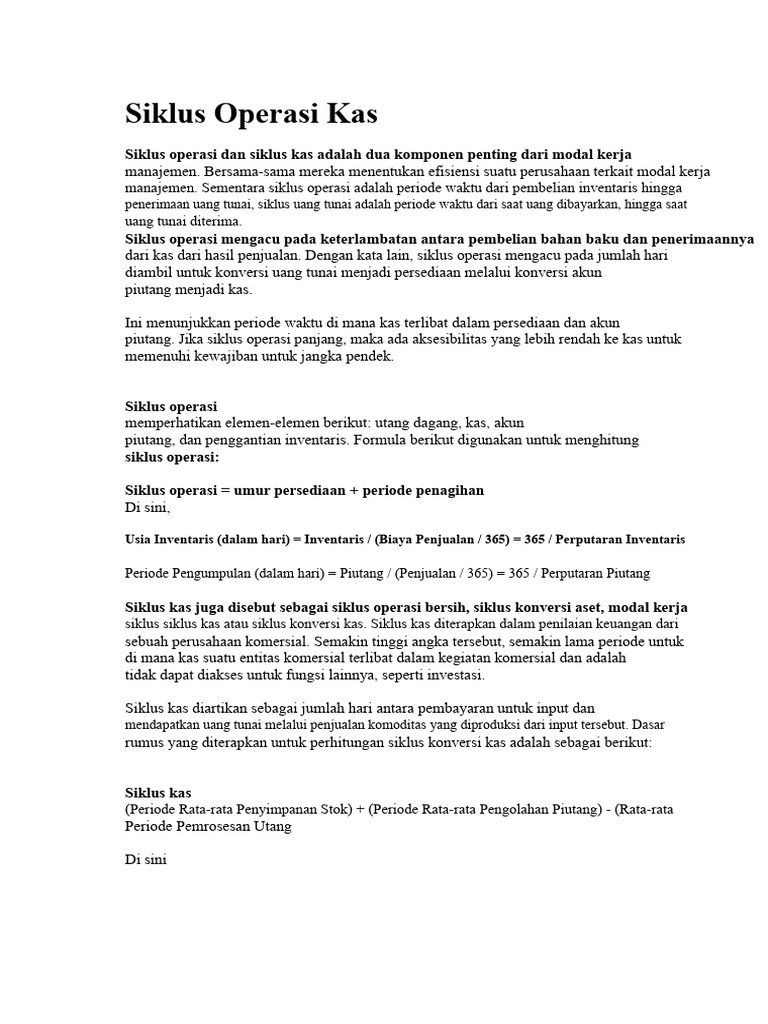 Siklus Operasi Kas | PDF