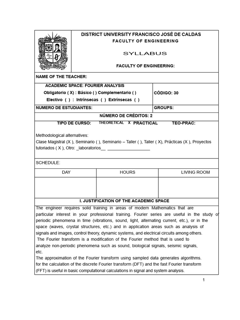 Fourier Analysis Course Syllabus | PDF | Fourier Series | Discrete ...