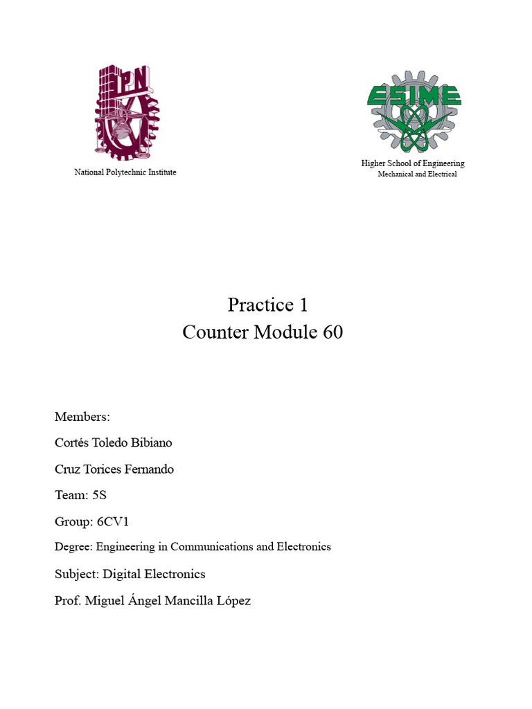 MOD 60 Counter Design and Calculation | PDF | Electrical Circuits ...