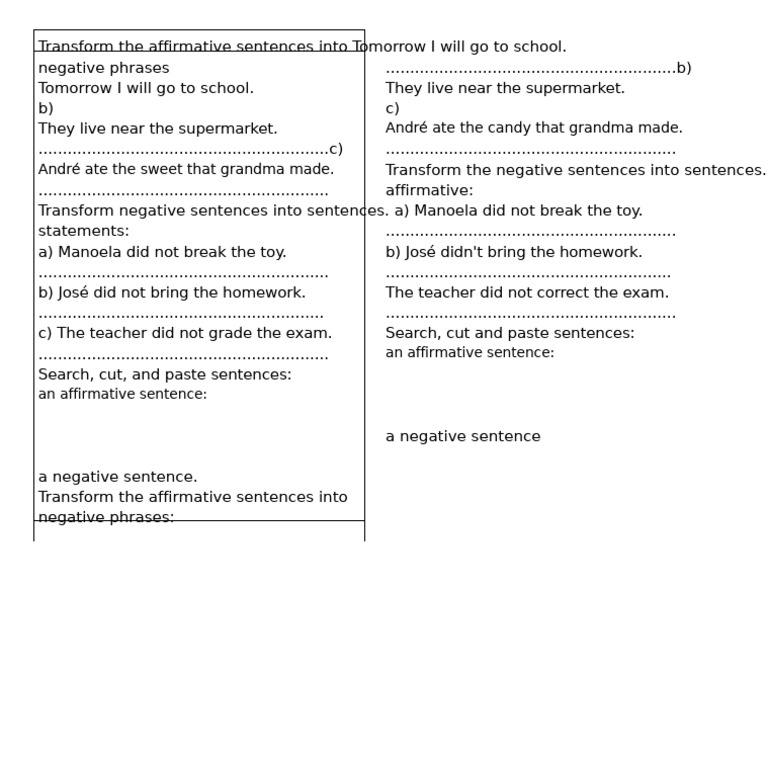 Affirmative and Negative Sentences | PDF