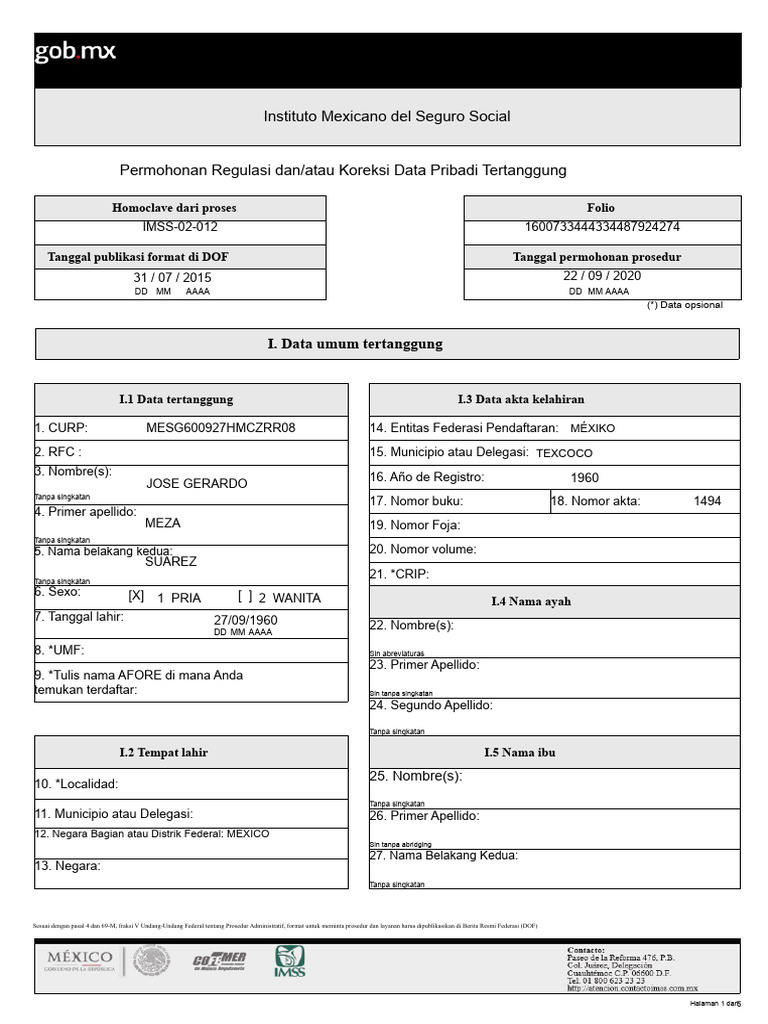 Perbaikan Data Imss | PDF