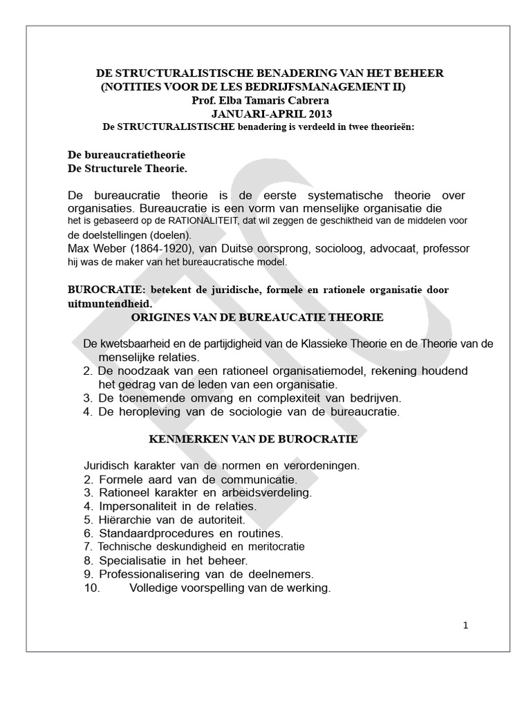 De Structurele Benadering Van Management | PDF