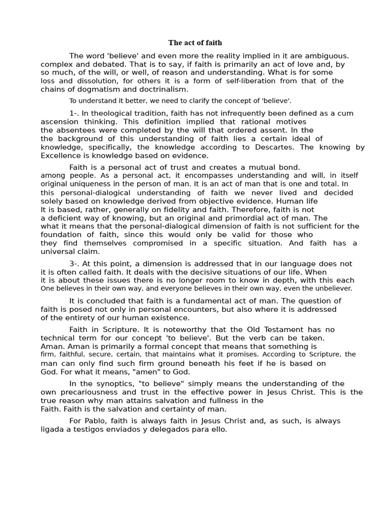 Understanding the Nature of Faith | PDF | Faith | Knowledge