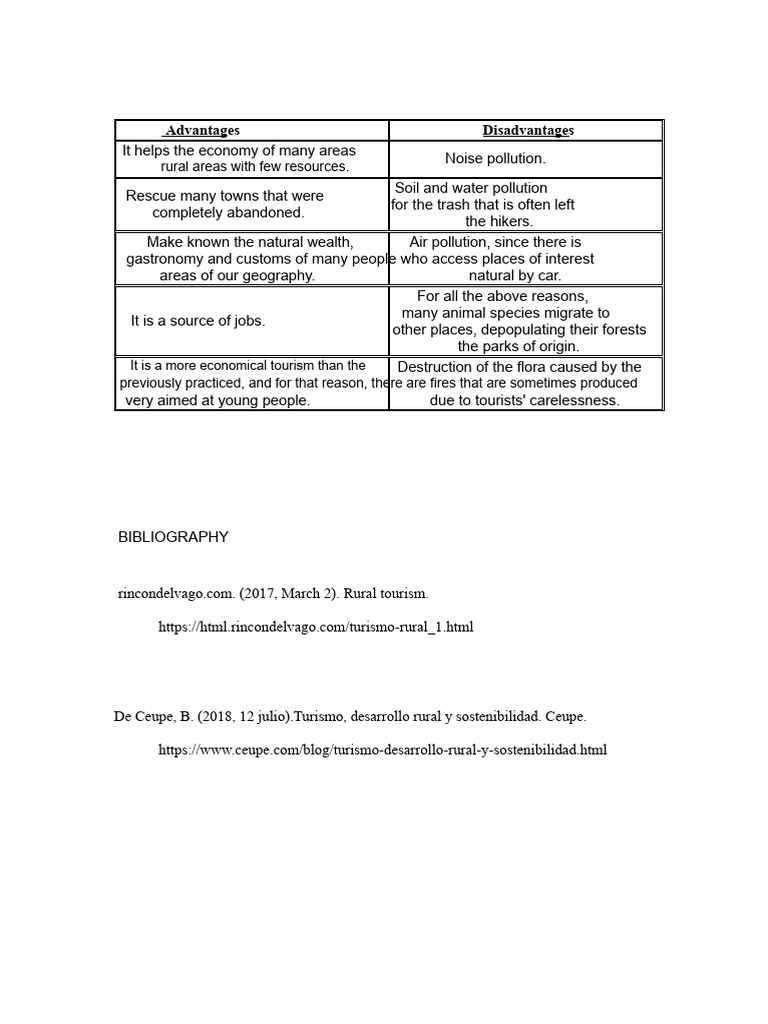 Advantages and Disadvantages of Alternative Tourism | PDF