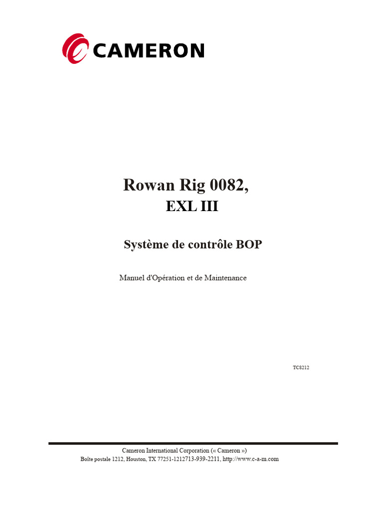 Manuel d'Opération BOP Rowan Rig 0082 | PDF | Soupape | Interrupteur