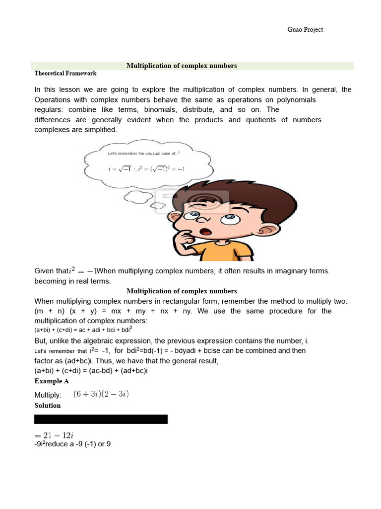 Multiplication of Complex Numbers | PDF | Complex Number | Multiplication