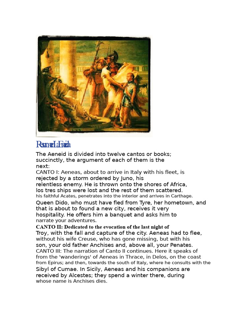 Summary of The Aeneid | PDF | Aeneid | Aeneas