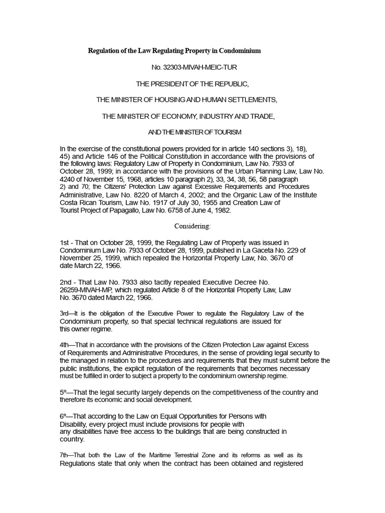 Regulation of The Regulatory Law of Property in Condominium No. 32303 ...
