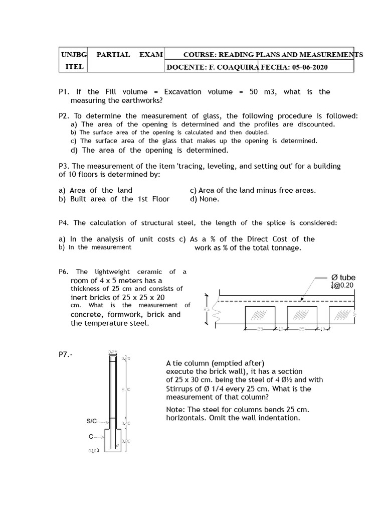 Earthworks Measurement Exam Guide | PDF | Civil Engineering | Building ...