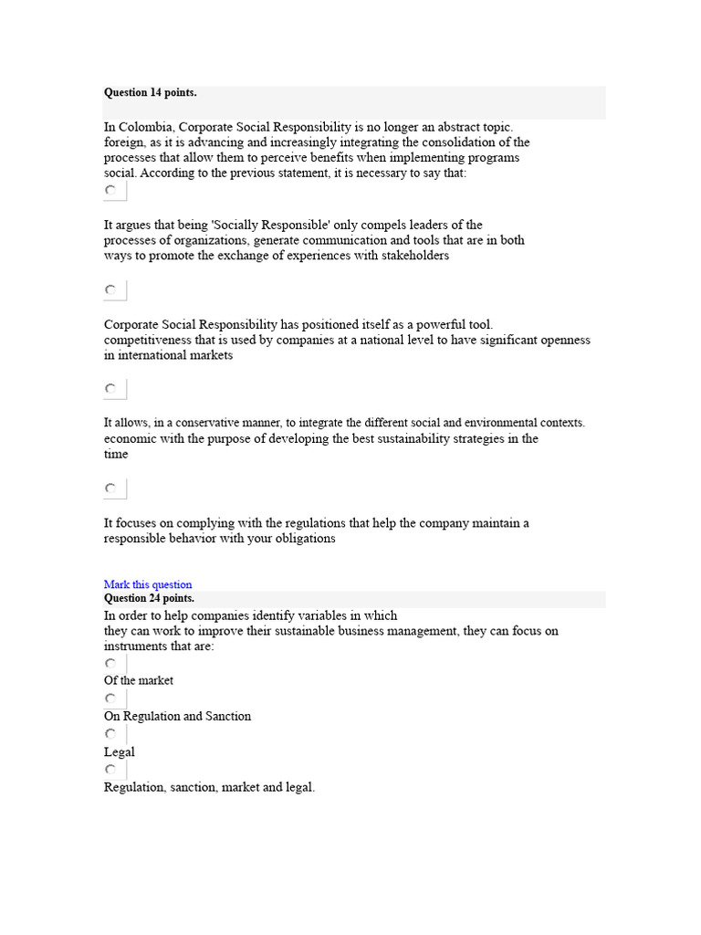 Final Exam Social Responsibility | PDF | Corporate Social ...
