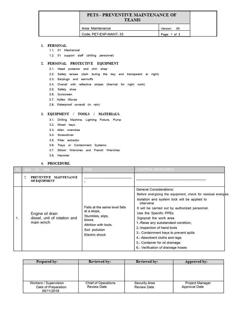 PETS-EXP-MANT-33 Preventive Maintenance of Equipment | PDF