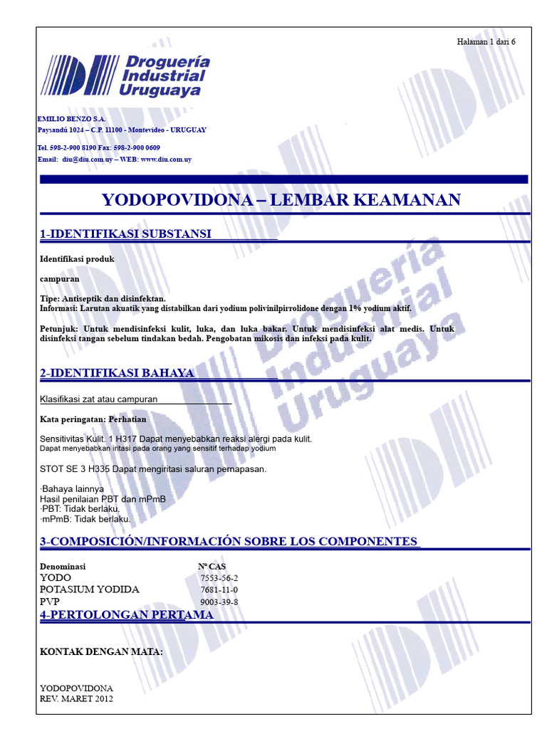 Yodopovidona - MSDS | PDF