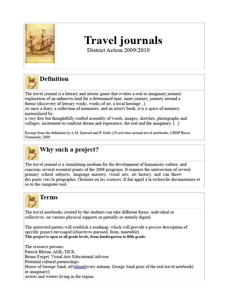 Travel Journals: A Creative Educational Tool | PDF | Writing
