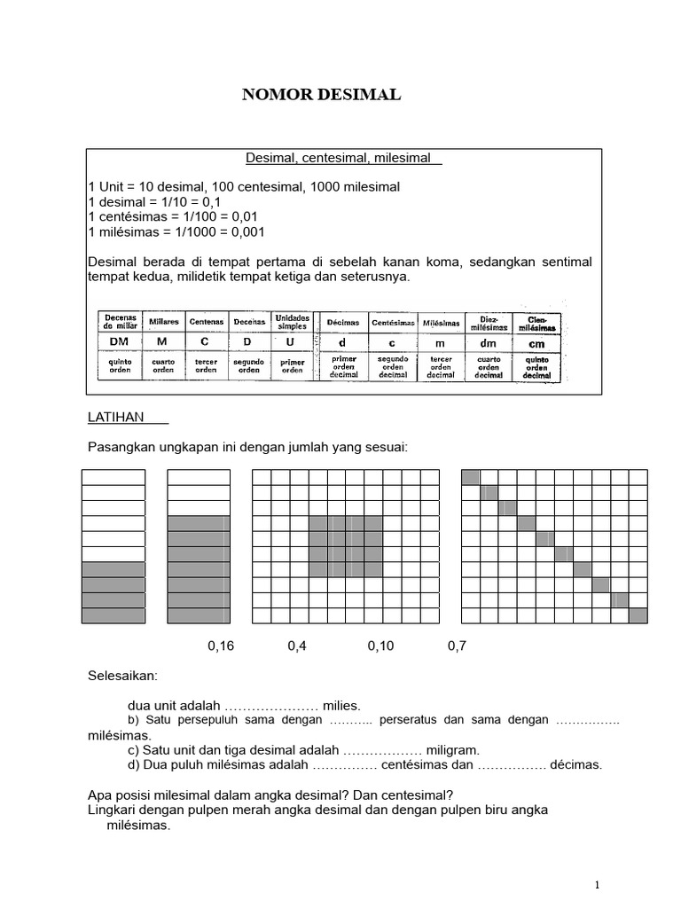 Angka Desimal Kelas Enam | PDF