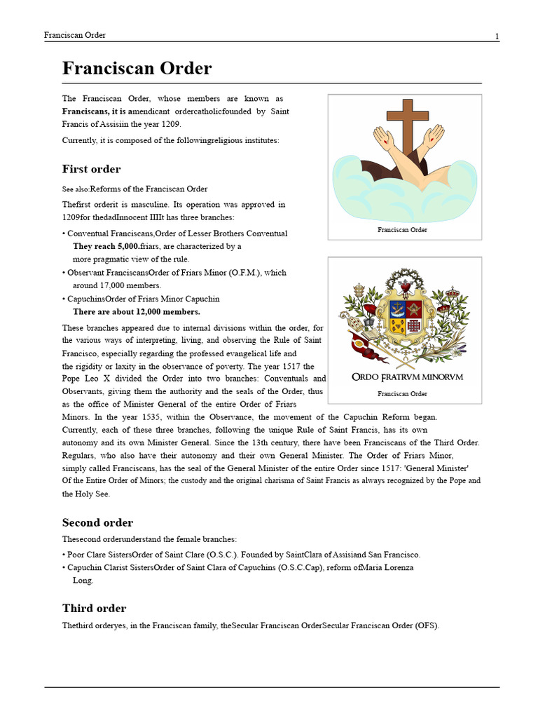 Franciscan Order | PDF | Francis Of Assisi | Catholic Orders And Societies