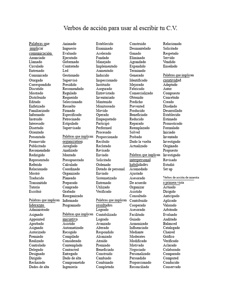 Verbos de Acción | PDF