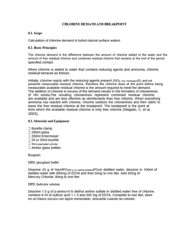 Chlorine Demand and Breakpoint Analysis | PDF | Chlorine | Titration